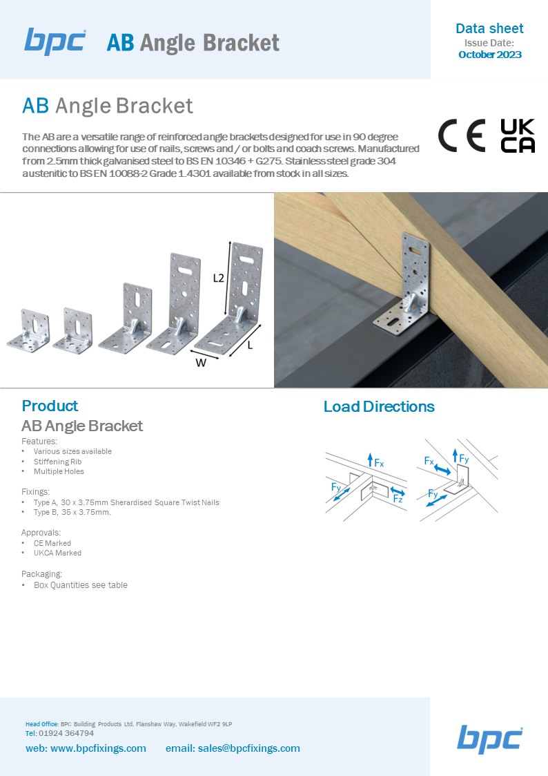 Datasheets – Builders Metalwork – BPC Fixings