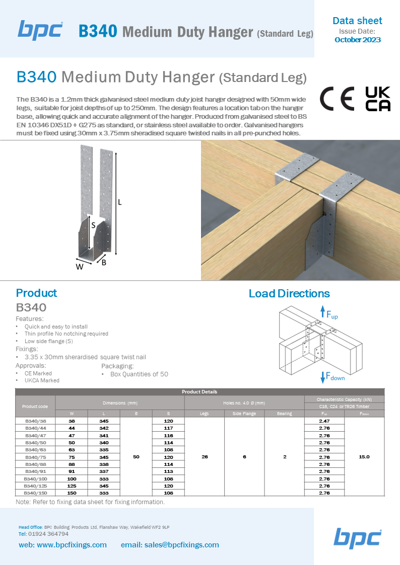 Datasheets – Builders Metalwork – BPC Fixings