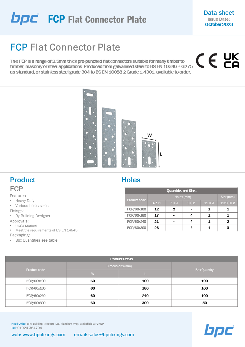 Datasheets – Builders Metalwork – BPC Fixings