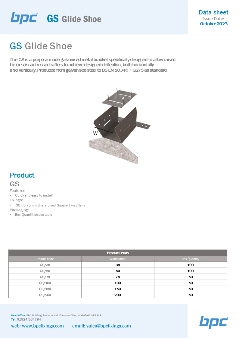 Datasheets – Builders Metalwork – BPC Fixings