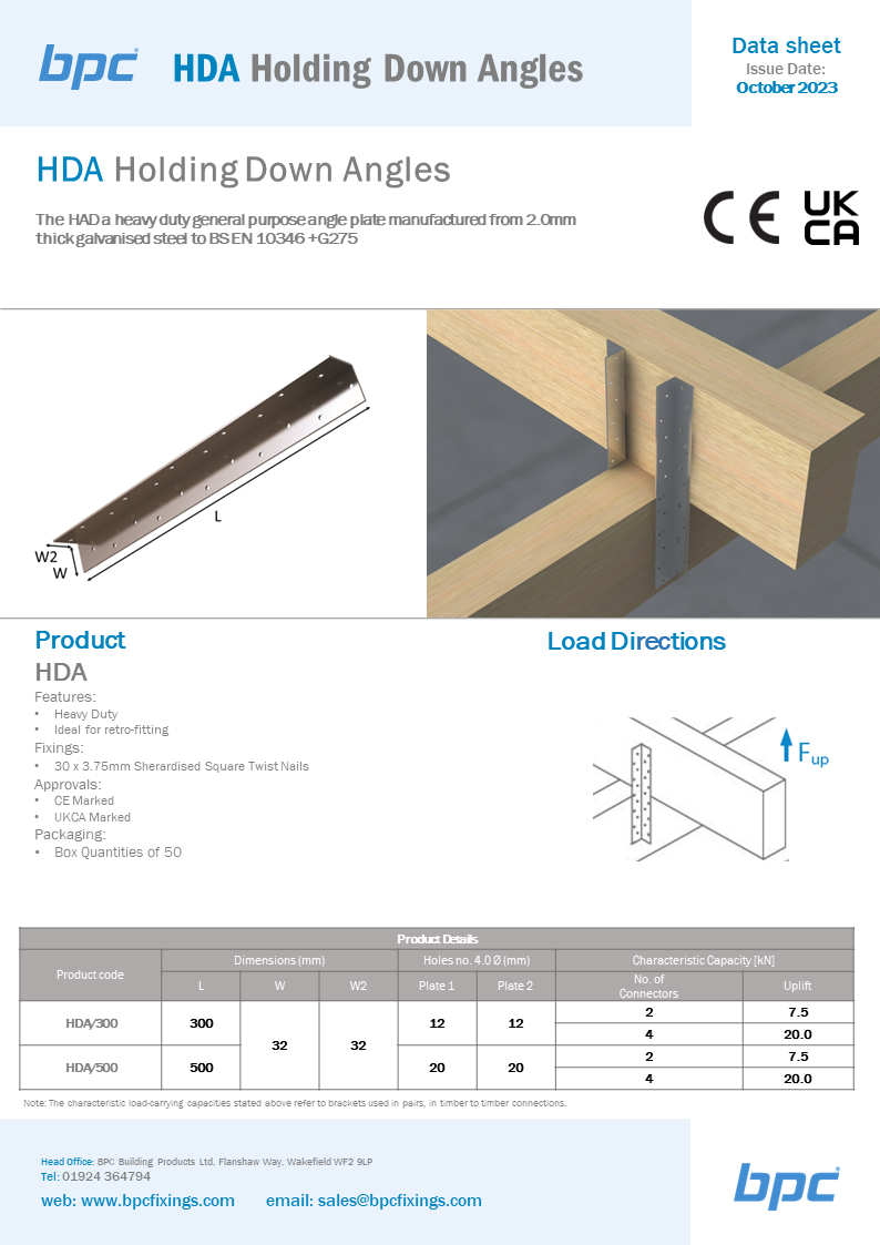 Datasheets – Builders Metalwork – BPC Fixings