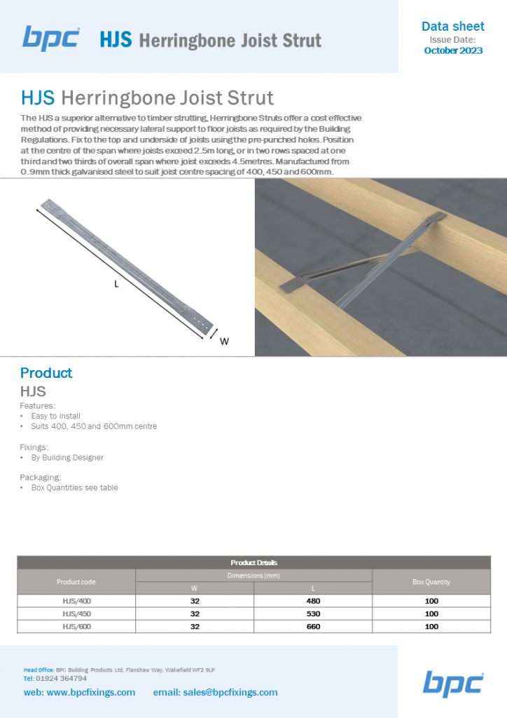 Datasheets – Builders Metalwork – BPC Fixings