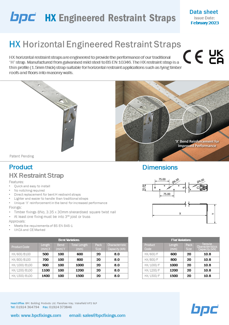 Datasheets – Builders Metalwork – BPC Fixings