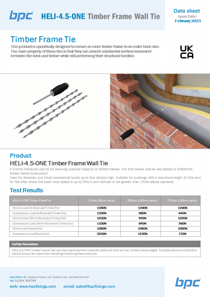 Datasheets Wall Ties – BPC Fixings