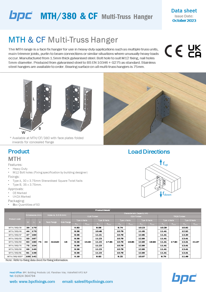 Datasheets – Builders Metalwork – BPC Fixings