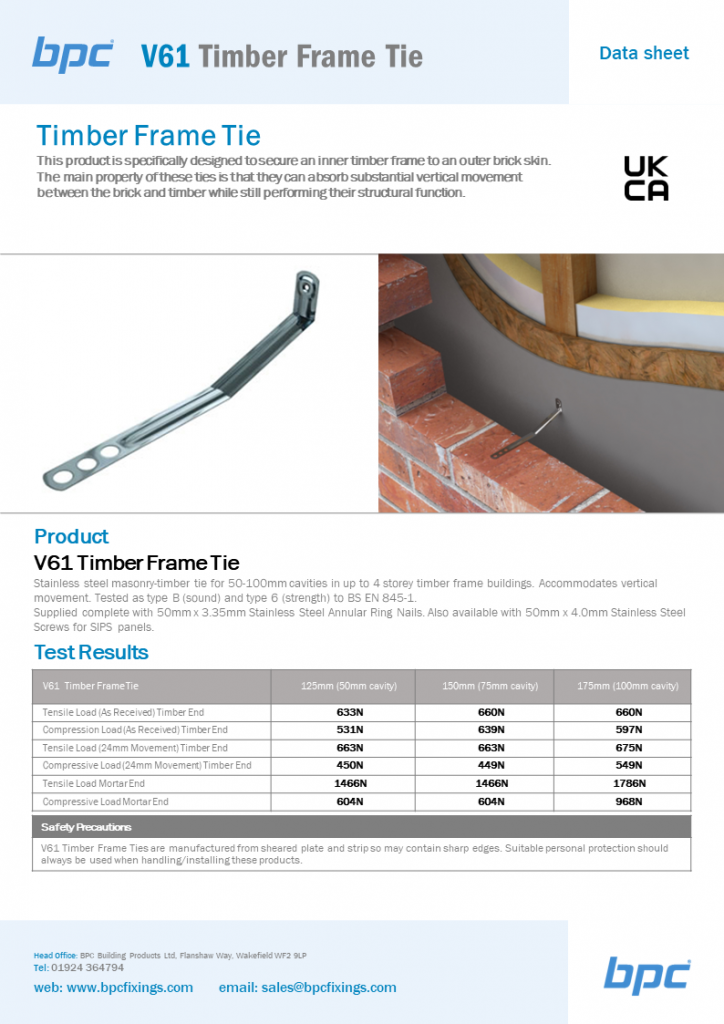 Datasheets Wall Ties – BPC Fixings