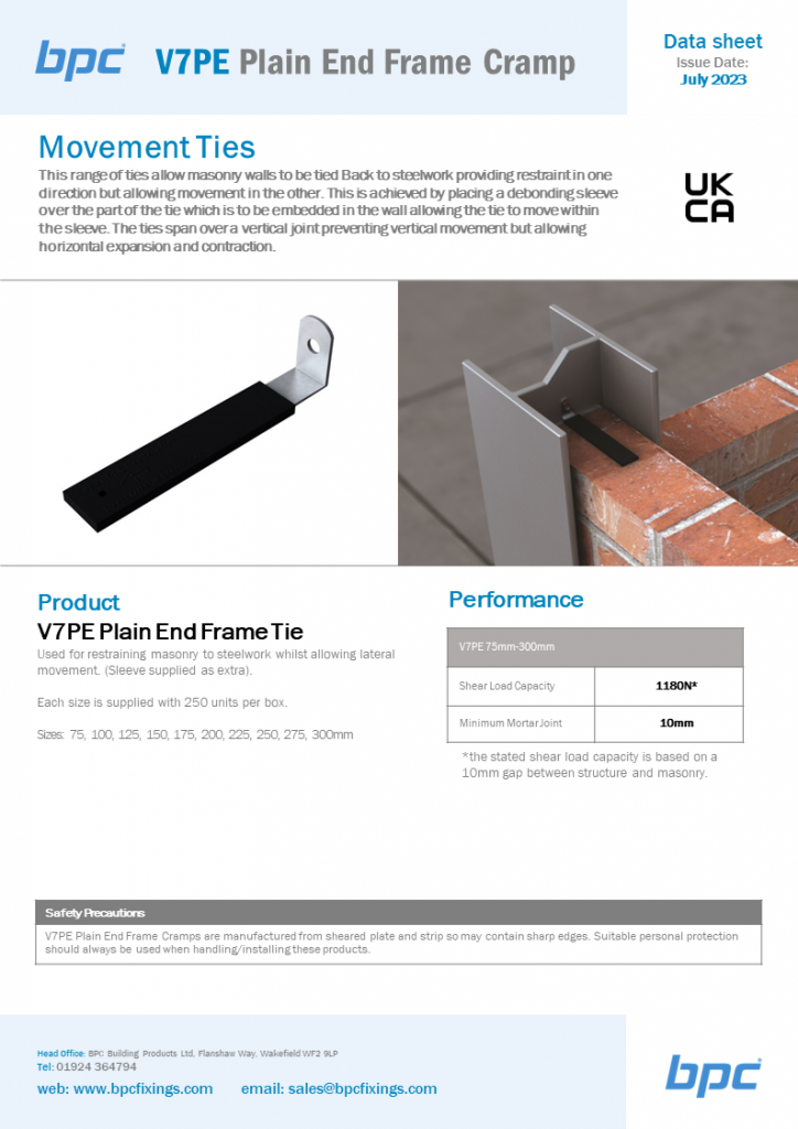 Datasheets Wall Ties – BPC Fixings