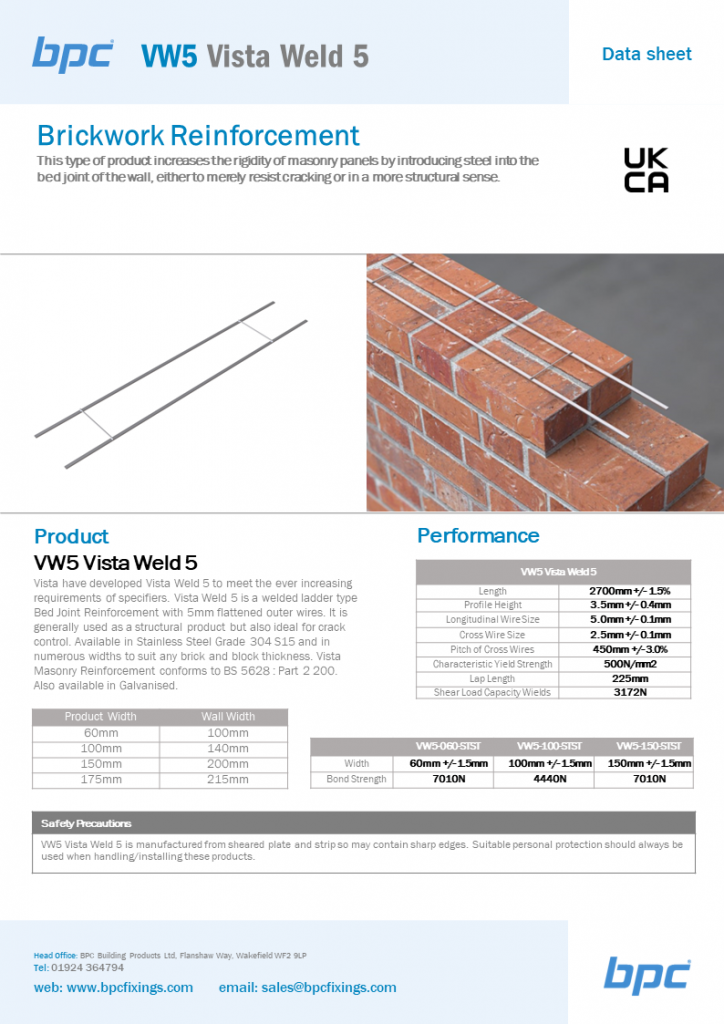 Datasheets Wall Ties – BPC Fixings