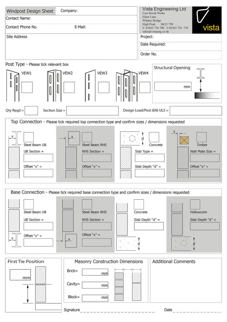 Windpost Support Design Sheet – BPC Fixings